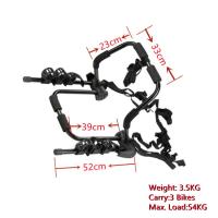 China Foldable Trunk Mount Bike Rack 54KGS Capacity 3-Bike Carrier for Cars SUVs for sale
