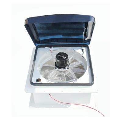 China Reversible Manual Lift 12V RV Roof Fan Vent 14 Inch 18W 3 Speed Smooth Edges for sale
