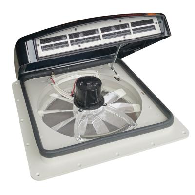 China 12V Manual Lift RV Roof Vent with 18W Reversible Fan and Built-in Rain Shield 14x14 Inch for sale