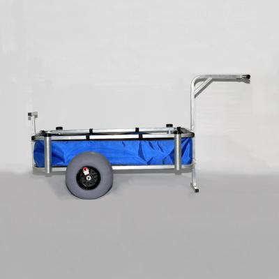China 12 Inch Wheel Surf Fishing Cart 600D Oxford Fabric 220lbs Capacity Aluminum Frame for sale