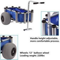 China Aluminum Fishing Beach Cart with 12 Inch Balloon Wheels 220lbs Capacity for sale