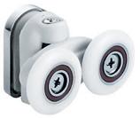 China Double 5-6mm Thick White Wheels Plastic Sliding Door Rollers OEM For Shower Room for sale