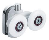 China Double 5-6mm Thick White Wheels Plastic Sliding Door Rollers OEM For Shower Room for sale
