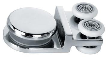 China Zinc Alloy Hanging Sliding Door Rollers Suspension Double Track Wheels 5-6mm Thick for sale