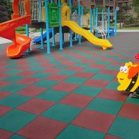 China 2 Pcs Easy-Diy Ultra Thick Interlocking Outdoor Rubber Tiles , 45mm Thick For Playground, Outdoor Gym Floor, Sports Deck for sale