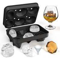 China 3D Skull Ice Cube Trays And 2 Diamond Shaped Ice Cube Moulds For Whisky Cocktails And Coffee Ice Cube Molds Black for sale