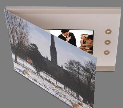 China Leather Hard Cover LCD Video Brochure With Video Screen / SD Card for sale