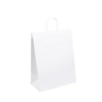 China Luxury White Boutique Gift Shopping Paper Bags with Handles for Clothes 100-150gsm for sale