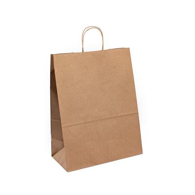 China OEM ODM Brown Kraft Paper Gift Bags with Handles 100gsm 150gsm for Shopping for sale
