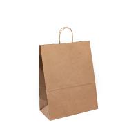China OEM ODM Brown Kraft Paper Gift Bags with Handles 100gsm 150gsm for Shopping for sale