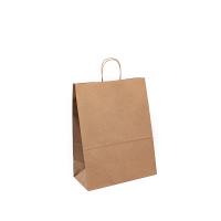 China Recycled Kraft Paper Bags with Handles 10kg Capacity Brown Grocery Shopping Bags for sale