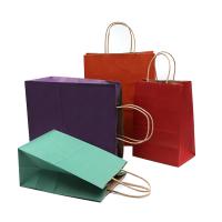 China Custom Logo Printed Kraft Paper Bags with Handles 100 Recycled for Grocery Shopping Packaging for sale