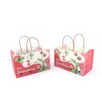 China Custom Kraft Fruit Paper Bags Greaseproof 20x30cm with Handles for Supermarket Retail for sale