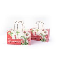 China Compostable Kraft Paper Bag with Handles for Fruits 20x30cm Air Hole for sale