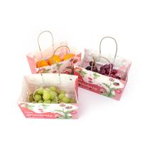 China Compostable Kraft Paper Bag with Handles for Fruits 20x30cm Air Hole for sale