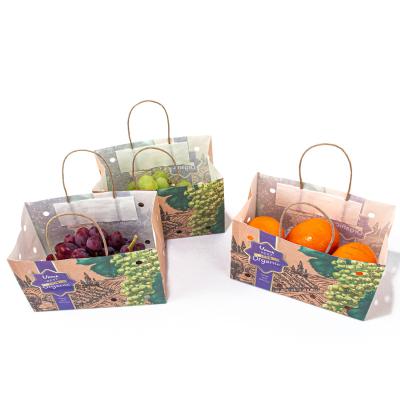 China ODM Disposable Small Recycled Paper Bags with Logo Paper Twist Rope 20x30cm for sale