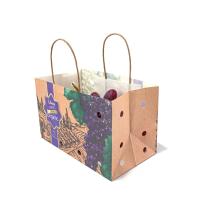 China Twisted Handle Fruit Paper Bags Compostable Recyclable SEDEX Certified for sale