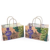 China Custom Kraft Paper Bags with Handles 100 Recyclable for Fruit Retail Shopping for sale