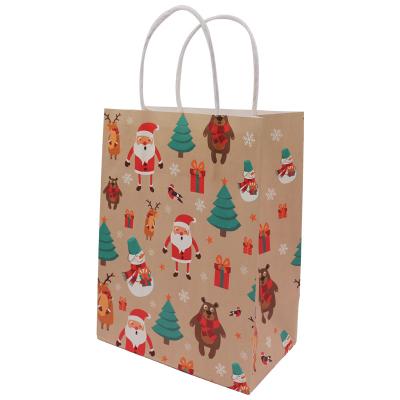 China Brown Kraft Paper T Shirt Bags Flexo Printing Takeaway 130g with Handle for sale