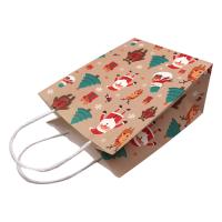 China Brown Kraft Paper Bags with Paper Twist Rope Handles 100gsm Food Grade Eco Friendly for sale