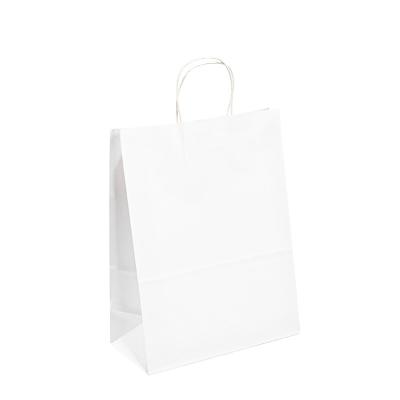 China Custom Logo Handle Paper Bag for Clothes T Shirt Shoes Packaging 100-150gsm for sale