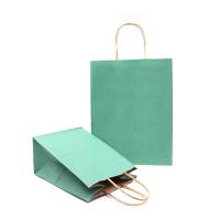 China Custom Plain Kraft Paper T Shirt Bags with Handles UV Coating Spot Varnishing 110gsm for sale
