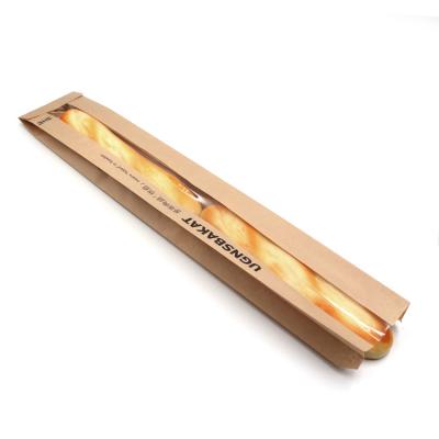 China Recyclable Flat Paper Baguette Bread Bags , Compostable Craft Bag With Window for sale