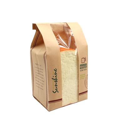 China Kraft Sandwich Toast Paper Bag with Window Food Grade Grease Proof 8 Color Printing for sale