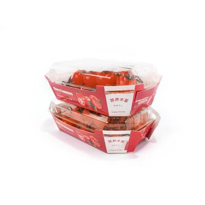 China Custom Kraft Paper Fruit Berry Food Boats with Plastic Lid 60gsm Thickness for sale