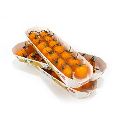 China Compostable Kraft Paper Fruit Boat Tray 300GMS for Cherry Tomato Packaging for sale