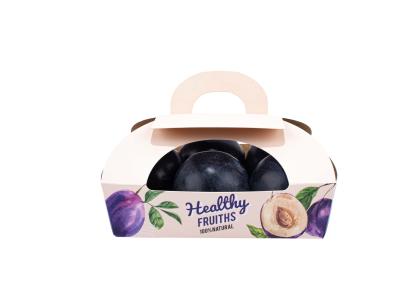 China Compostable Kraft Paper Box with Handle for Fruits Vegetables 60gsm Food Grade for sale
