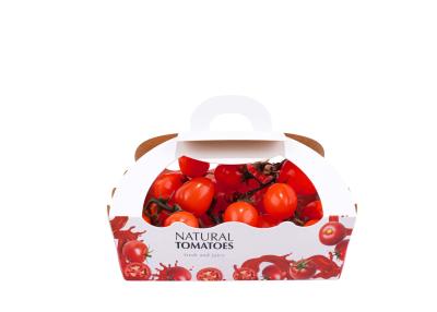 China Kraft Paper Tomato Fruit Packaging Boxes with Handles 30000 MOQ Custom Size for sale