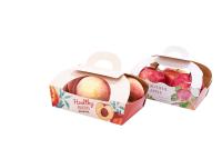 China Food Grade Kraft Paper Fruit Box with Handle for Supermarket Take Out for sale