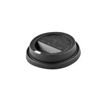 China Black PET Plastic Paper Cup Lids 62mm 73mm Size for Coffee Cups for sale
