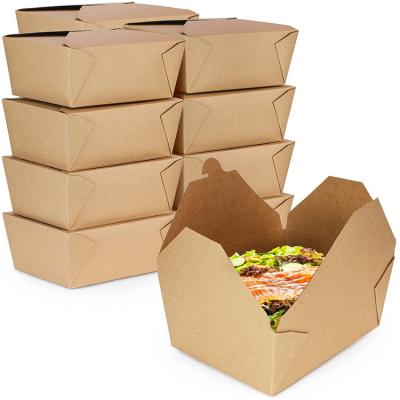 China Kraft Paper Take Out Food Container Box Oilproof for Bento Noodle Meal Lunch 750ml for sale