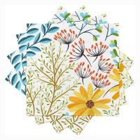 China Recycled Bamboo Paper Napkin Tissue With Blue Floral Pattern for sale