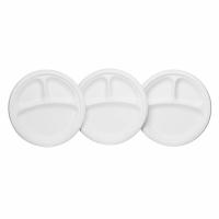 China White 3 Compartment Paper Plates , Recyclable 9 Inch Paper Plates for sale
