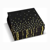 China Recyclable Black Gold Foil Paper Napkin 3 Ply 33x33cm Biodegradable Dinner Napkins for sale