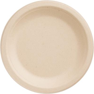 China Plant Fiber Material Kraft Paper Plate Round Shape For Dinnerware for sale