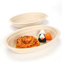 China Compostable Kraft Paper Plates 250gsm Microwave Safe Disposable Oval Salad Plates for sale