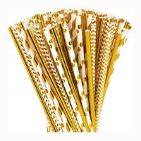 China Eco Friendly Gold White Striped Paper Straws 6mm x 197mm for Hot Drinks for sale