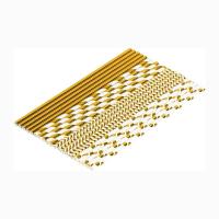 China Eco Friendly Gold White Striped Paper Straws 6mm x 197mm for Hot Drinks for sale