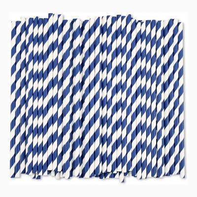 China Striped Pattern Paper Drinking Straws Disposable 6mm x 197mm Eco-Friendly Recyclable Party Straws for sale