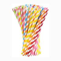 China Rainbow Stripe Paper Drinking Straws 6mm x 197mm Disposable Eco Friendly Biodegradable for sale