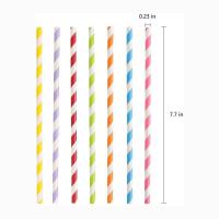 China Rainbow Stripe Paper Drinking Straws 6mm x 197mm Disposable Eco Friendly Biodegradable for sale