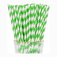 China Eco Friendly Green White Striped Paper Straws 6mm x 197mm for Smoothie Cocktail for sale