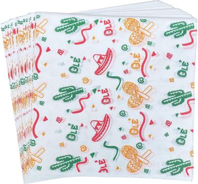 China Anti Stick Greaseproof Wrapping Paper Flexo Printing French Fry Wax Paper 40x40cm for sale
