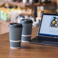 China 8oz 12oz 16oz Double Wall Disposable Coffee Cups Biodegradable With Lids for sale