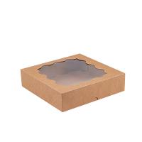 China Custom White Paper Cake Box with Clear Window 60gsm Kraft Food Grade Packaging for sale