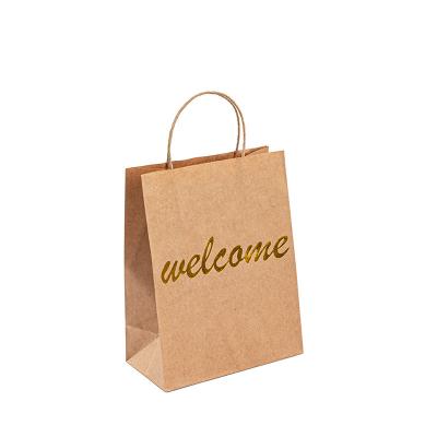 China Recyclable Kraft Paper Bag with Twisted Handle 80gsm 10x5x13 Inches Custom Logo for sale